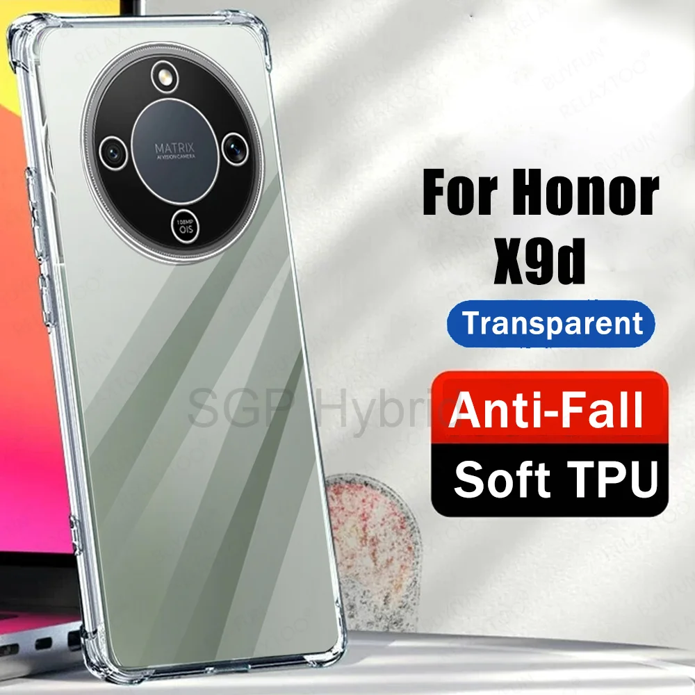 for Honor X9d 5G Cover Transparent Shockproof Slim Back Case HonorX9d ...