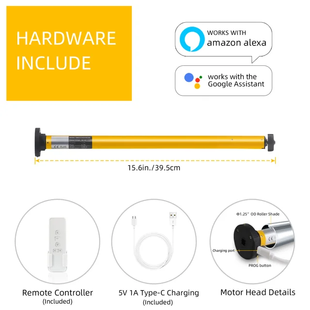 1.5" Zigbee Blinds Motor Rechargeable Wireless App or Timer Control 1. ...