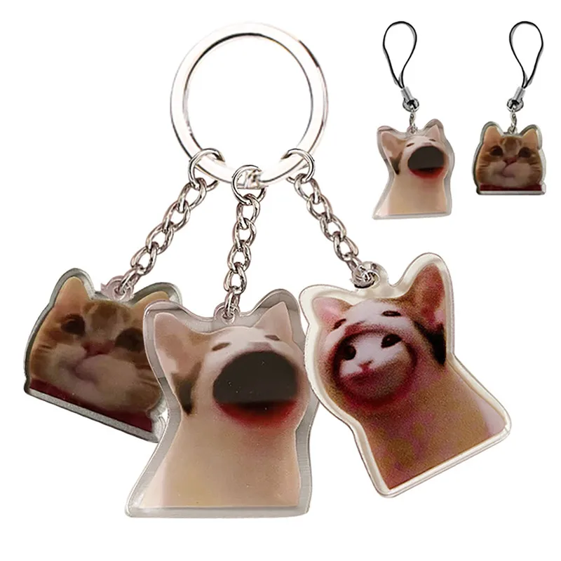 New-Kawaii-Cartoon-Cat-Keychain-Pet-Key-Ring-Animal-Acrylic-Key-Chains ...