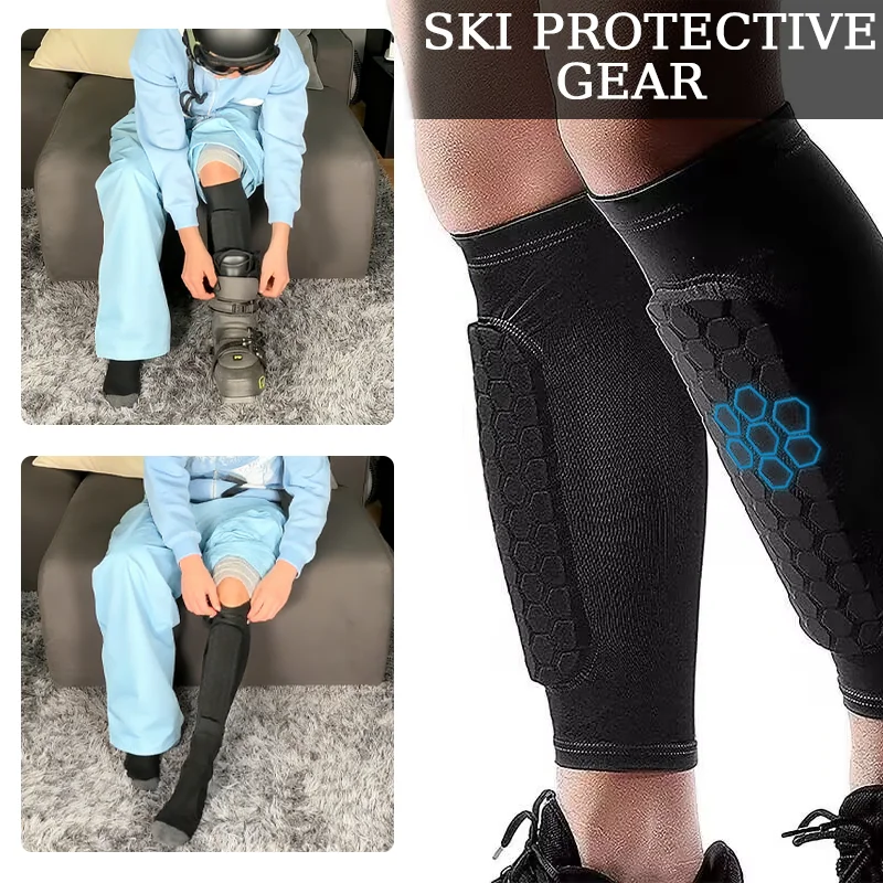 Ski Shin Guard Sleeves Pair, EVA Padded Anti‑Shin Bang Boot Bite Relief ...
