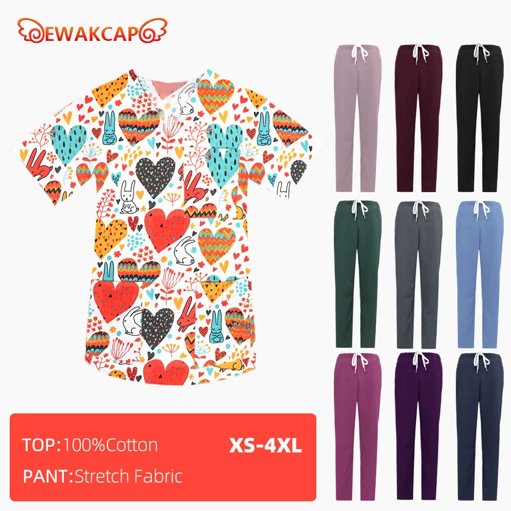 Unisex-Animal-Nurse-Uniform-Printed-V-Neck-Pocket-Medical-Uniforms-Vet ...