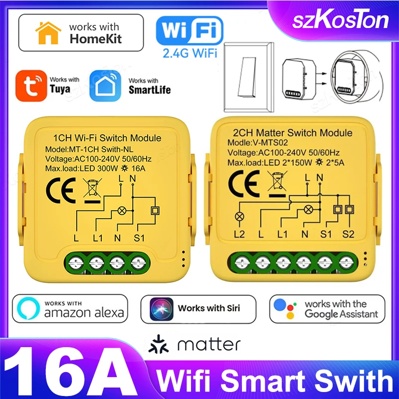 For-Matter-Tuya-WiFi-Smart-Switch-16A-Smart-Home-Automation-Relay ...