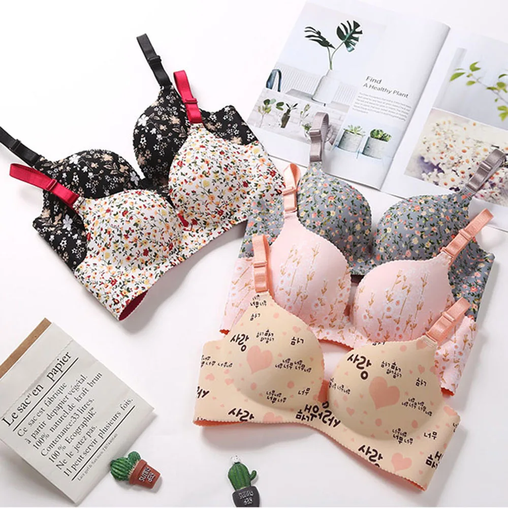 Summer-Women-Flower-Print-Seamless-Bra-Sexy-Lingerie-Floral-Push-Up ...