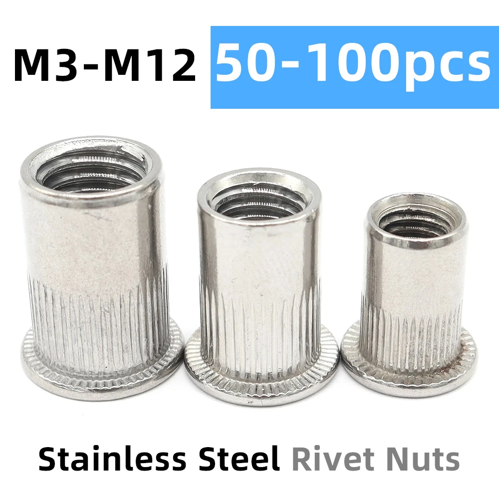 300pcs M3 M4 M5 M6 M8 M10 Rivet Nuts | Rivet Nuts M8 Steel Stainless - 50-100pcs - Aliexpress