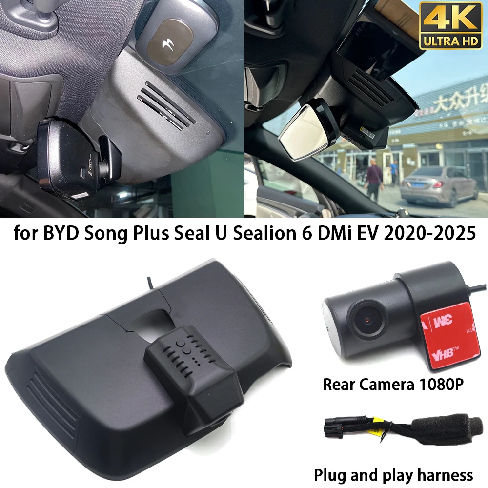 For BYD Song Plus Seal U Sealion 6 DMi EV 2020-2025 4K Dash Cam Front ...