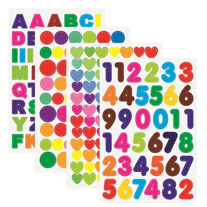 10PCS-Children-Stickers-Toys-Rainbow-Love-Dot-Sticking-Numeric-Letters ...
