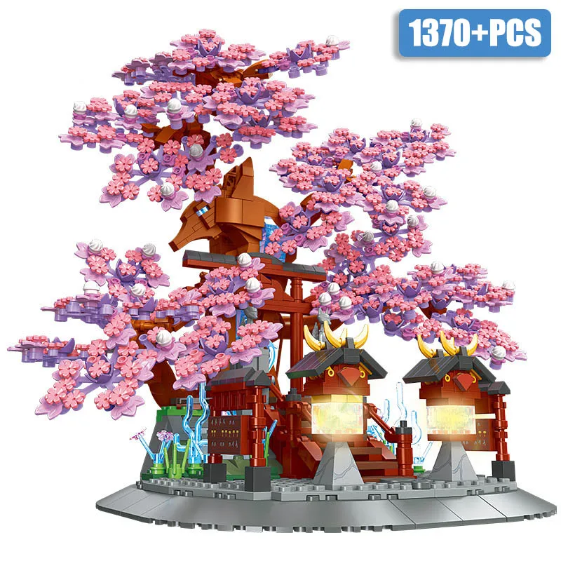 MOC-1370pcs-Cherry-Blossom-Tree-Japanese-Shrine-Building-Blocks-Set-DIY ...