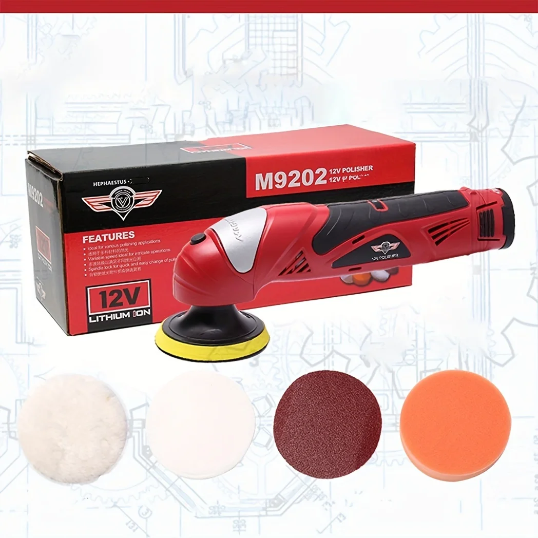 12V-Wireless-Polisher-4-Inch-Car-Buffer-Buffing-Kit-With-4-Buffing-Pads ...
