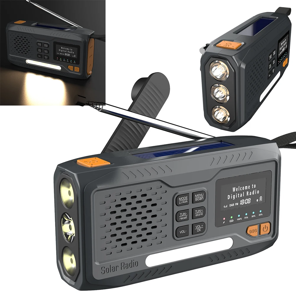 Emergency-Radio-2000mAh-Rechargeable-Solar-Hand-Crank-Solar-Radio ...