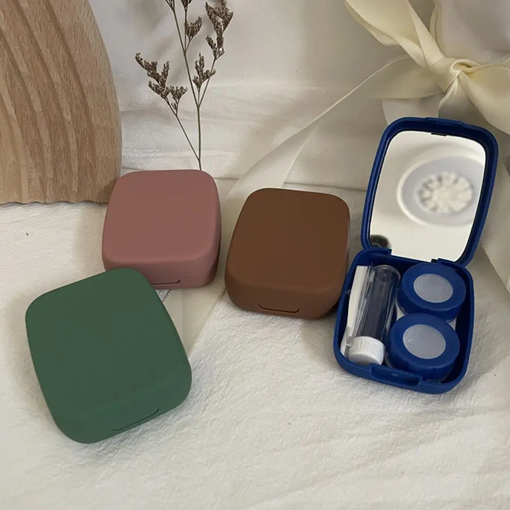Female Pure Color Simple Compact Frosted Contact Lens Case Storage Box ...