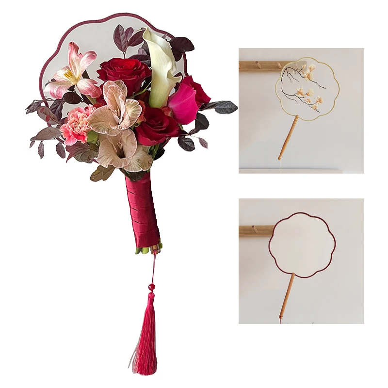 Chinese-Small-Hand-Holding-Fan-for-Flower-Bouquet-Bundle-Art ...