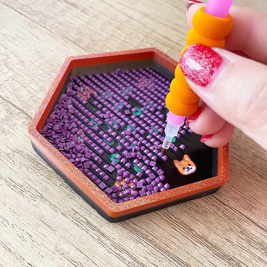 Hexagon-Diamond-Painting-Tray-Black-Orange-Fox-Frog-Style-Drills-Trays ...