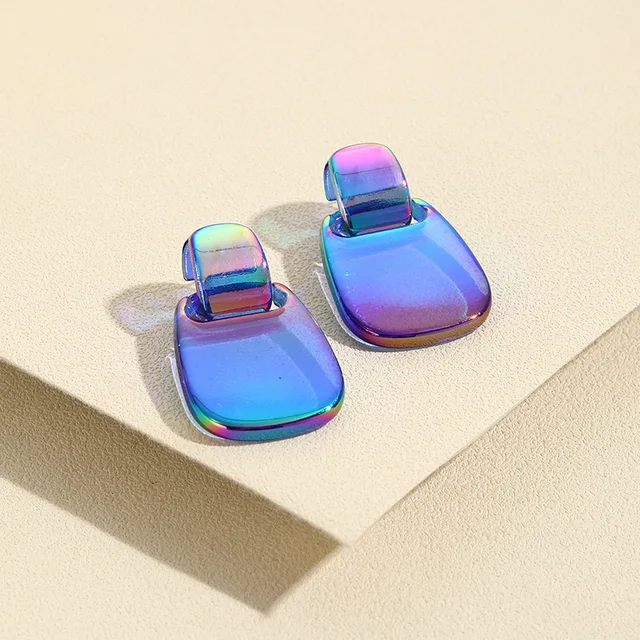 GuanLong New Korean Long Laser color Resin Hanging Earring for Women ...