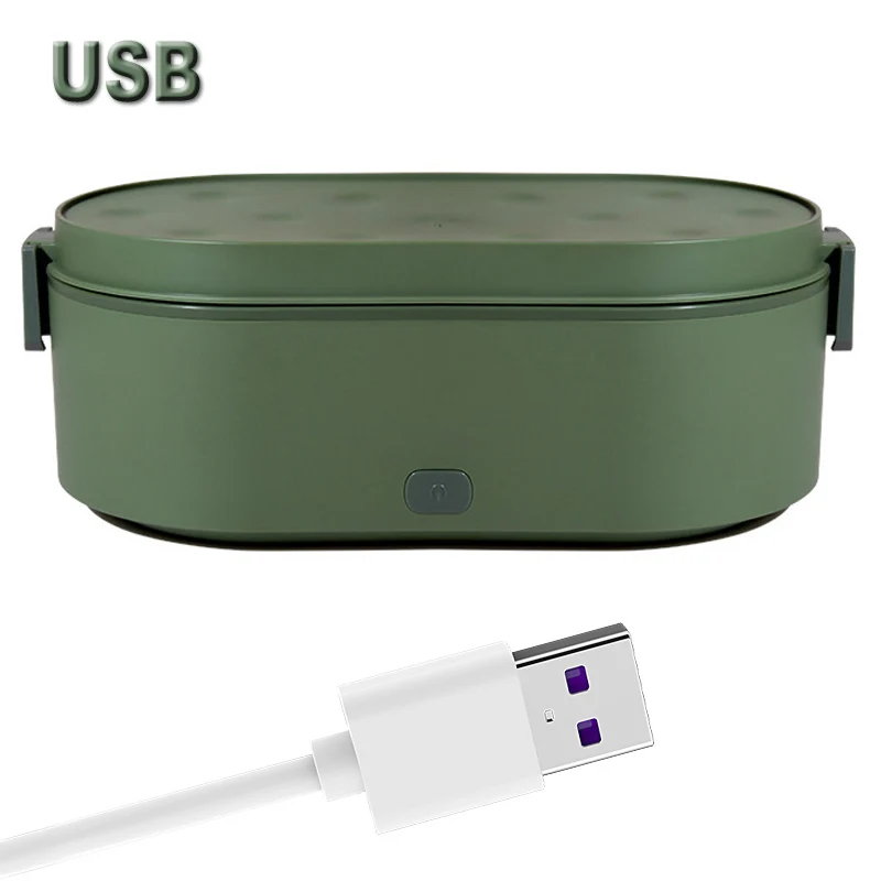 USB Electric Heated Lunch Box Stainless Stee Meal Rice Food Heater 12V ...