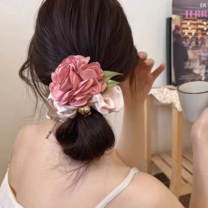 2024-New-Vintage-Big-Flower-Hair-Ring-Headband-Girls-Korea-Elastic ...