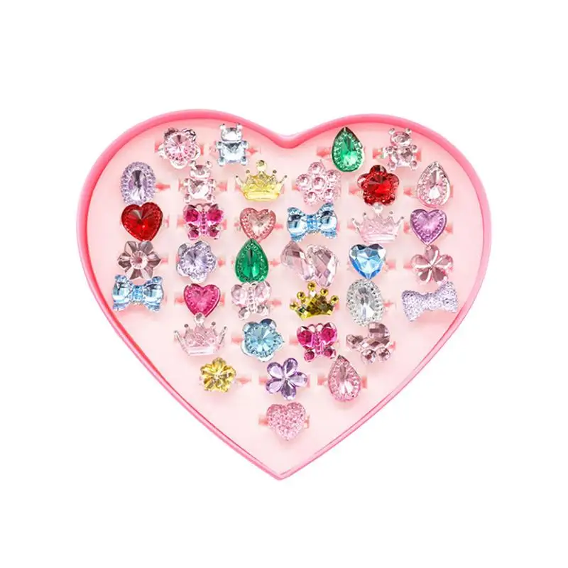 Cute-Little-Girls-Jewelry-Rings-Little-Girl-Adjustable-Rings-In-Box-Gem ...