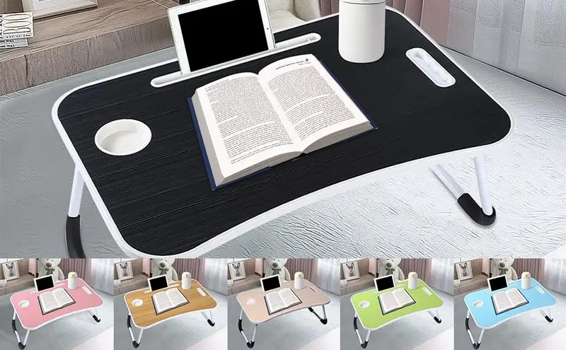 Laptop Bed Table Non-Slip Folding Lap Standing Desk Notebook Stand ...