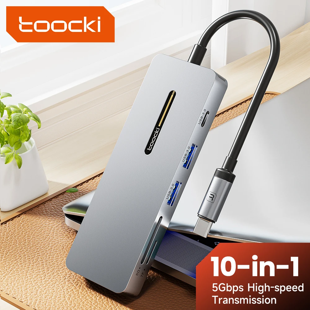Toocki-USB-C-Hub-Adapter-Type-C-to-HDMI-Compatible-10-in-1-Docking ...