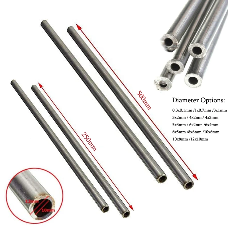 1-10PCS 250/500mm Length 304 Seamless Stainless Steel Capillary Tube 0. ...