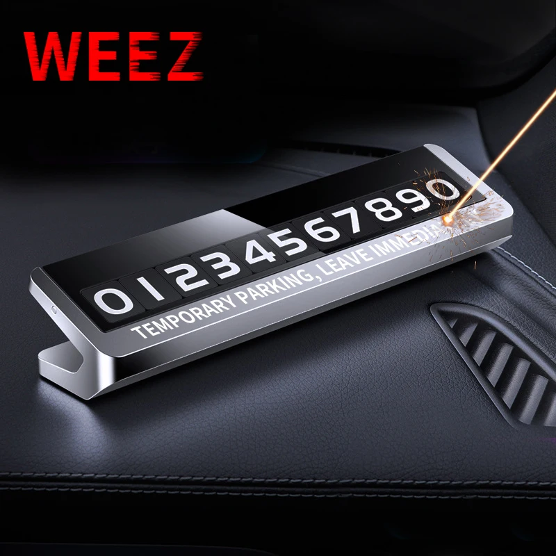 Vehicle-mounted-metal-temporary-parking-plate-rotatable-hidden-phone ...