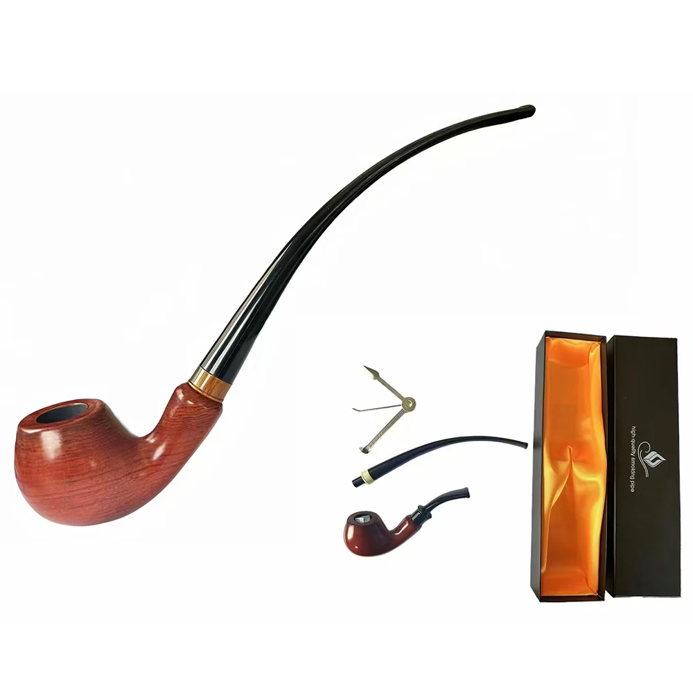 10"/5" Long Pear Wood Tobacco Smoking Pipe Churchwarden Pipe Double ...