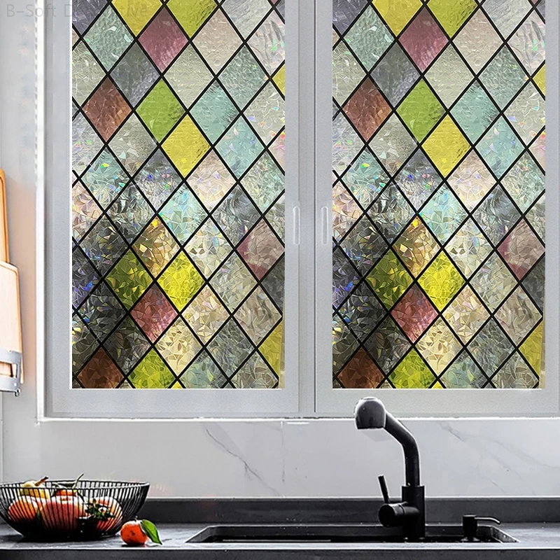 Window-Privacy-Stickers-3D-Rainbow-Prism-Films-Adhesive-Static-Clings ...