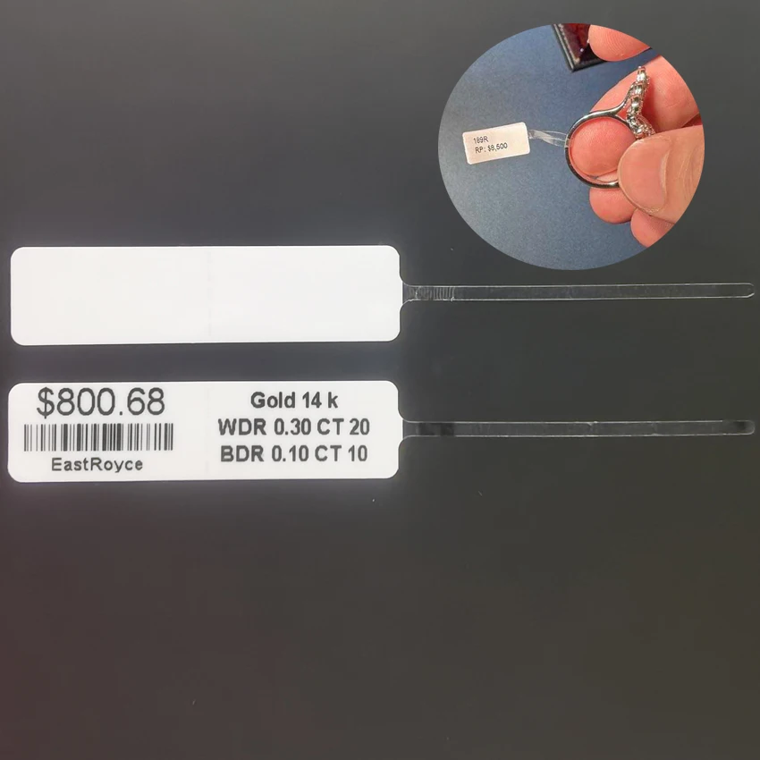 Ювелирная бирка Rattail 3,5 "x 0,437", напечатанная термотрансферным ...