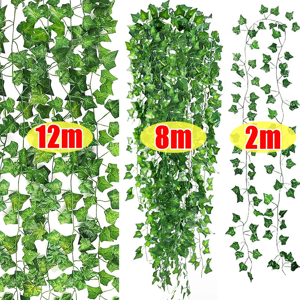 2-4-8-12M-Artificial-Green-Leaves-Ivy-Vine-Garland-Creeper-Rattan-Fake ...