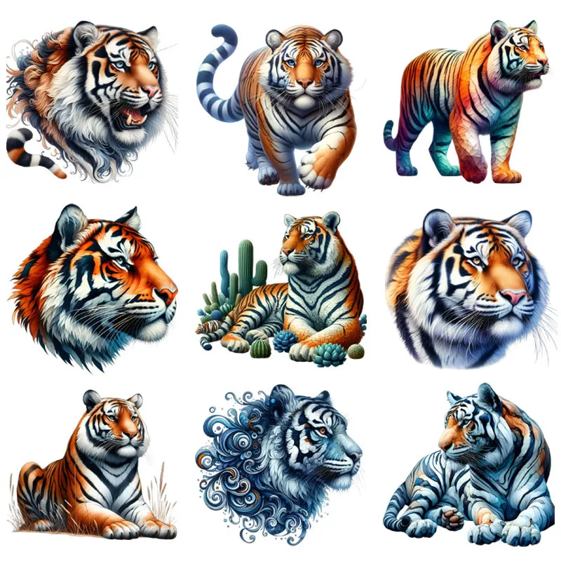 Big Tiger Pattern Heat Transfer Stickers DIY Domineering Animal Iron On ...