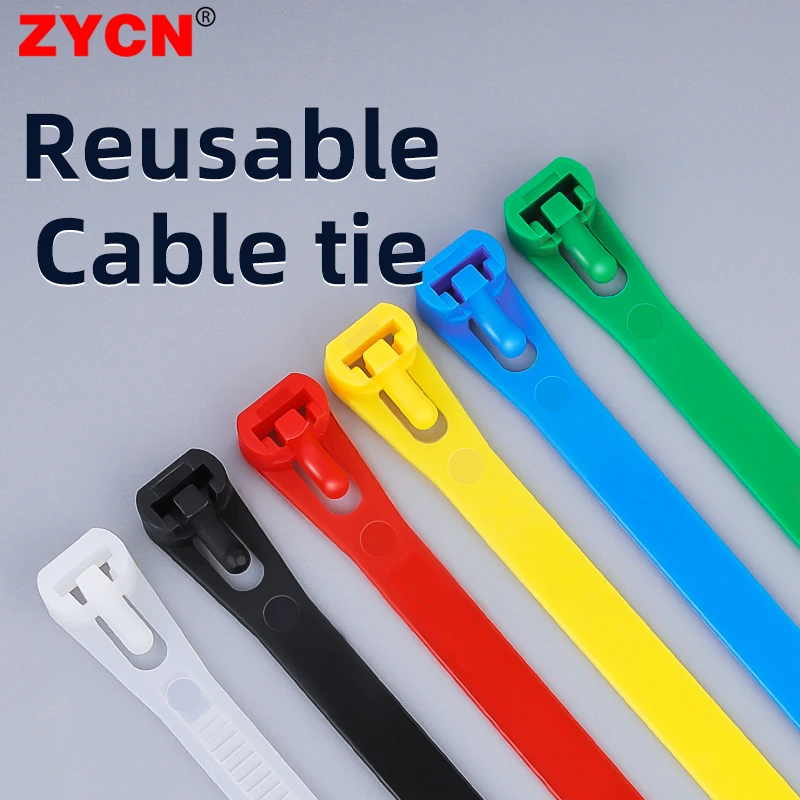 100Pcs Releasable Cable Ties 8x150/200/250/300/400/450mm Colored ...