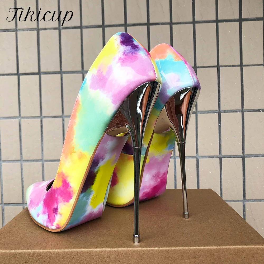 Tikicup-16cm-Extreme-Metal-High-Heels-Women-Sexy-Graffiti-Pink-Stiletto ...