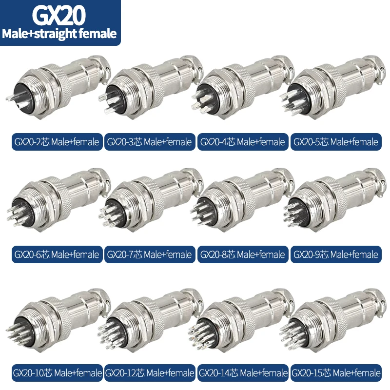 Aviation plug socket male female butt panel round connector GX20 DF20 ...