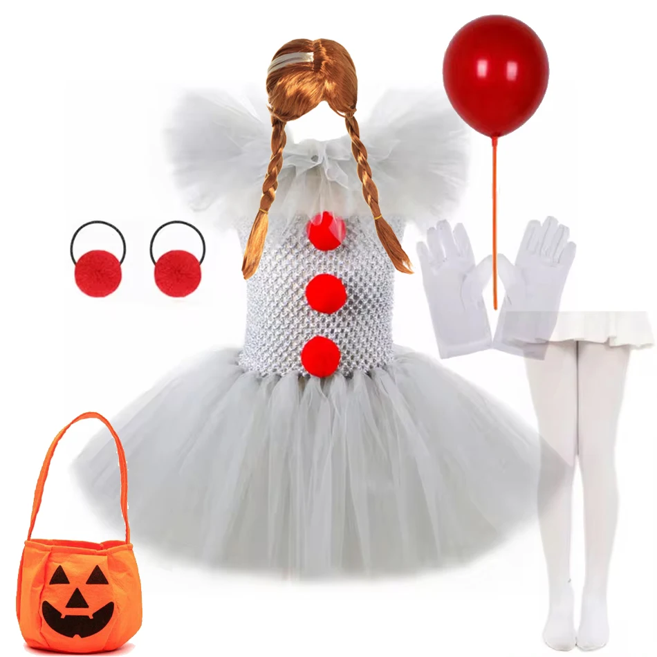 Halloween-Costume-For-Kids-Gray-Girls-Tutu-Dress-Kids-Cosplay-Scary ...