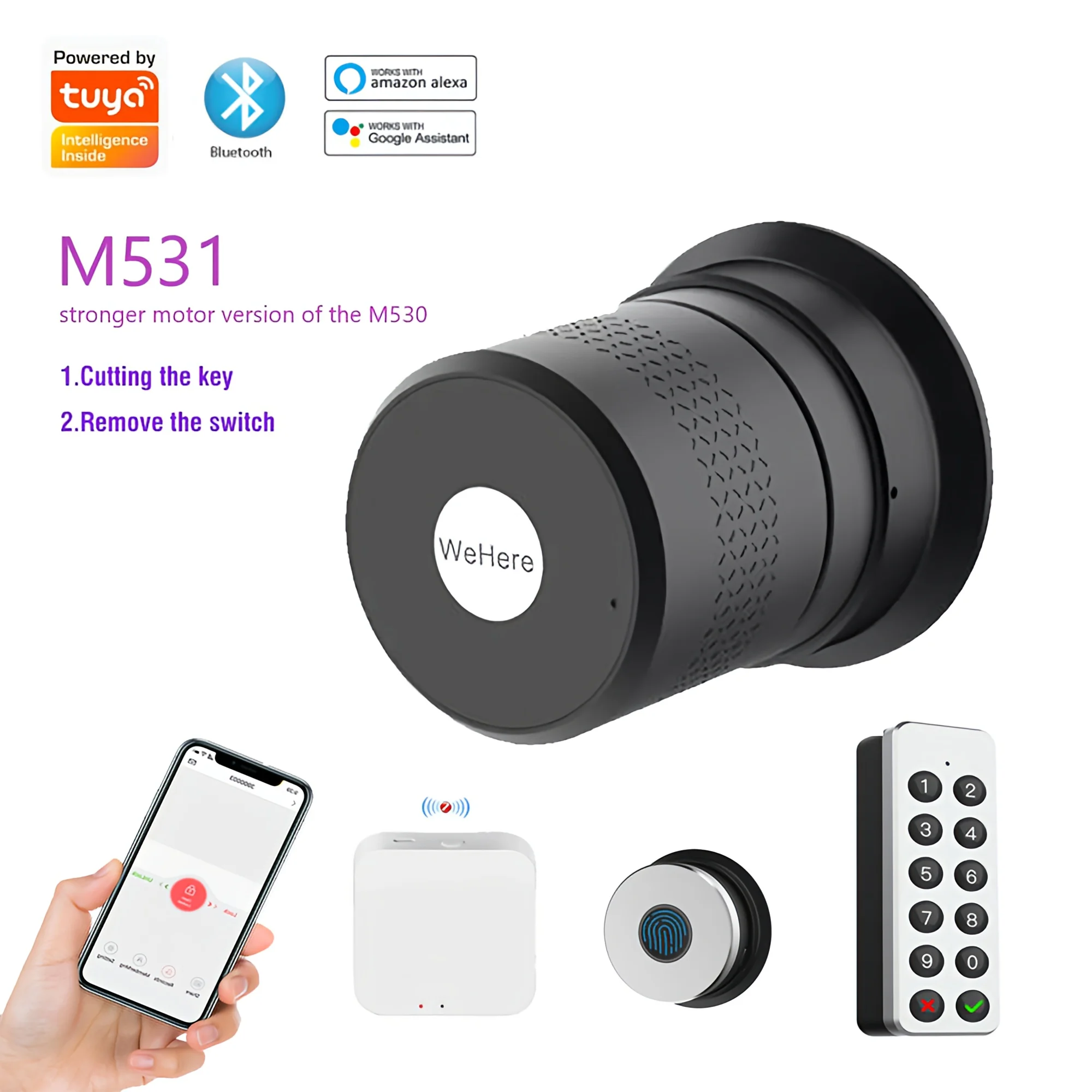 Wehere TUYA Smart Lock M531 Fingerprint Lock Remote Control Support Alexa Wifi Wireless Original ...