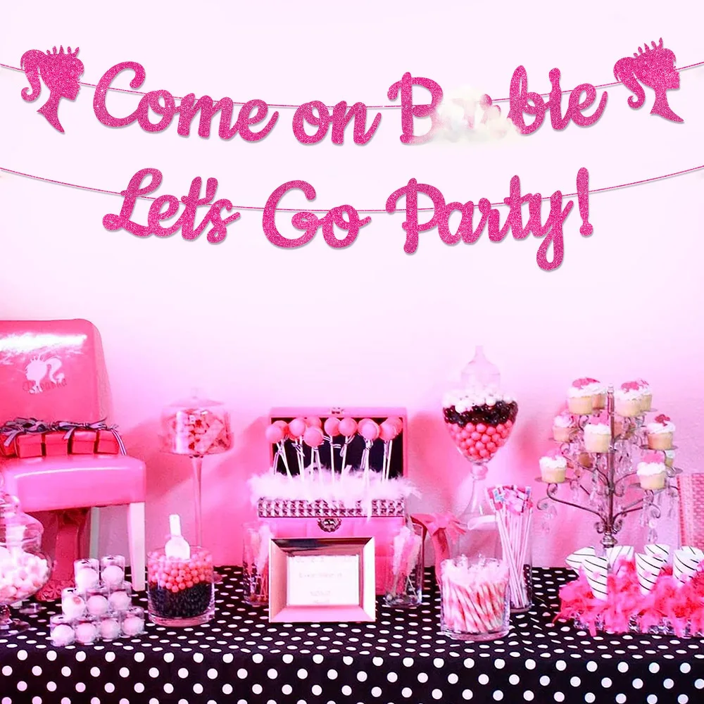 Barbie-Party-Decoration-Glitter-Pull-Flag-Bar-bachelor-party-decoration ...