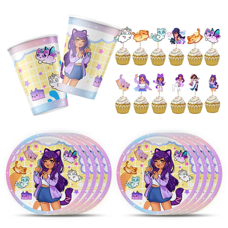 Aphmau-Theme-Birthday-Party-Supplies-Disposable-Paper-Plates-Napkins ...