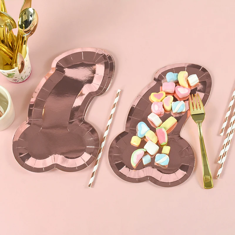 5-10pcs-Rose-Gold-Penis-Shape-Disposable-Plates-Bachelorette-Hen-Night ...