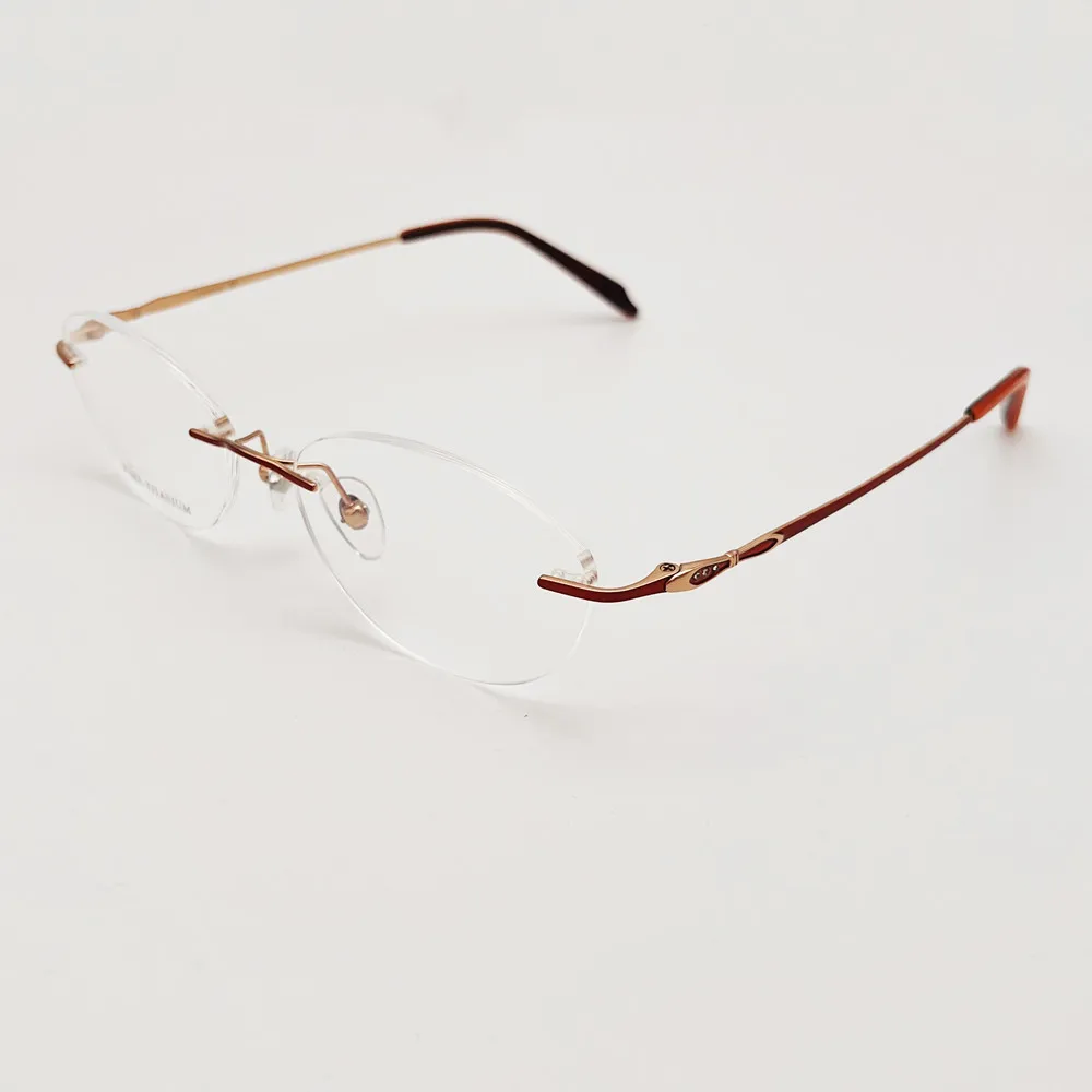 Designed-Women-Rimless-Glasses-Pure-Titanium-Eyeglasses-Optical-Frame ...