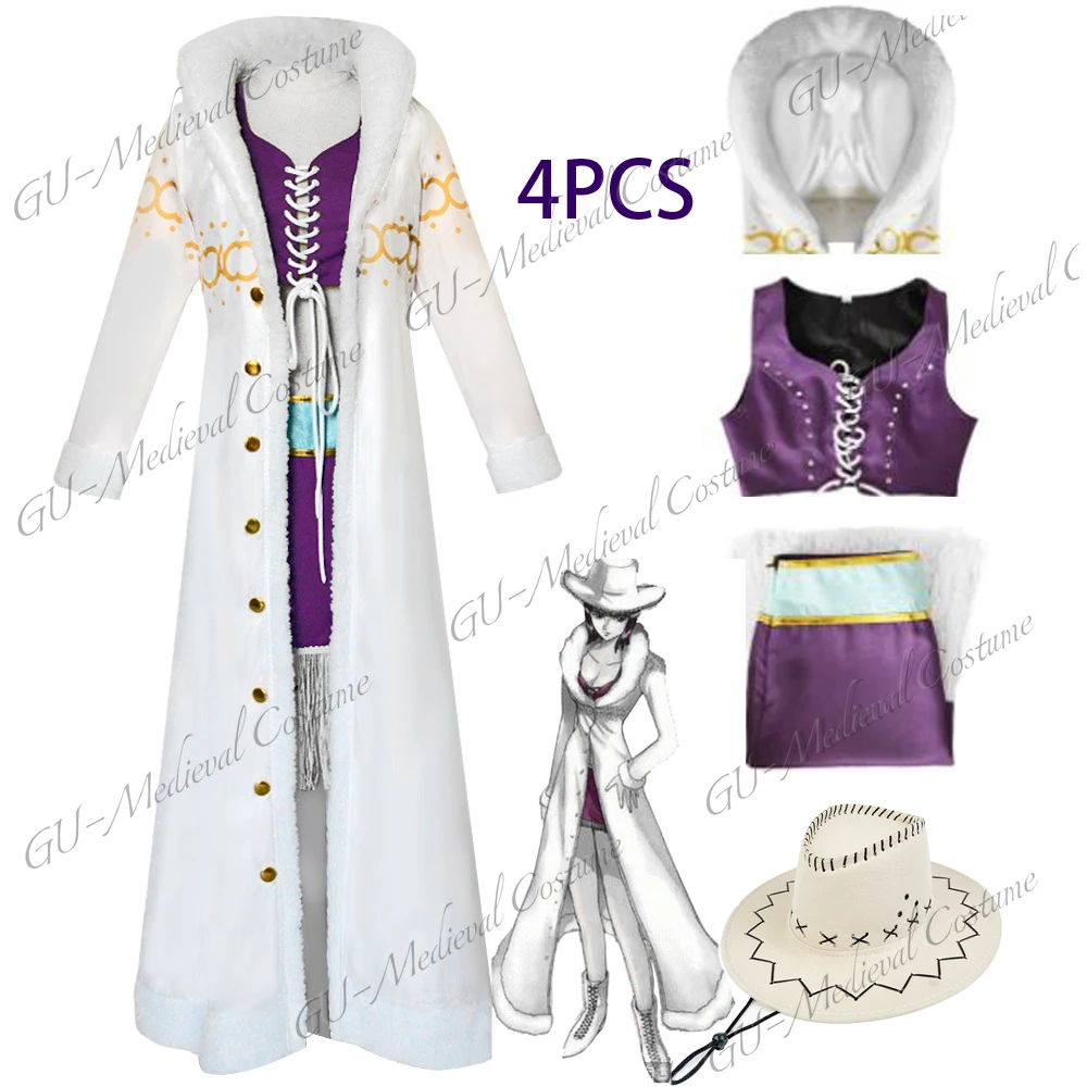Nico-Robin-Cosplay-Costume-Long-Fur-Collar-Coat-Dress-Outfits-Halloween ...