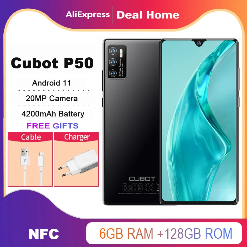 Cubot-tel-fono-inteligente-P50-Smartphone-con-Android-6GB-de-RAM-128GB ...