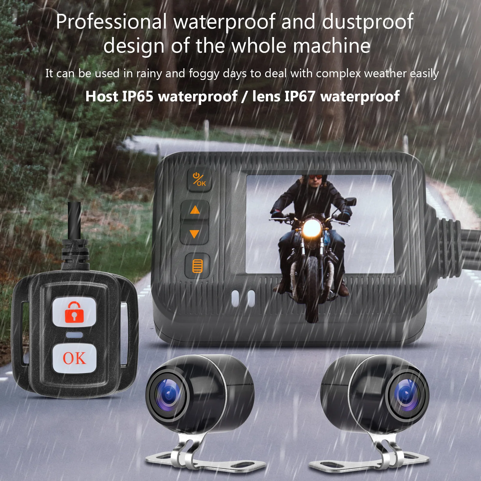 1Pcs-2-inch-Screen-HD-1080p-Motorcycle-DVR-Dash-Cam-Front-Rear-View ...