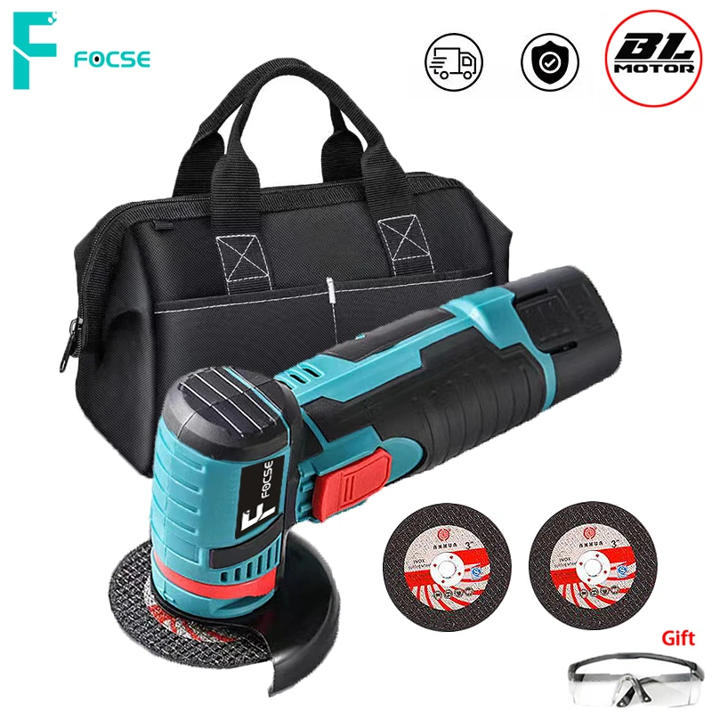 미니 브러시리스 앵글 그라인더, 전기 무선 연마 그라인딩 머신, 리튬 배터리 전동 공구 절단, 12V, 500W, 19500RPM