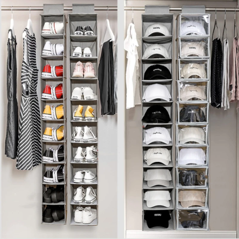 10-Layers-Non-Woven-Hat-Storage-Hanging-Bag-Vertical-Wardrobe-Caps ...