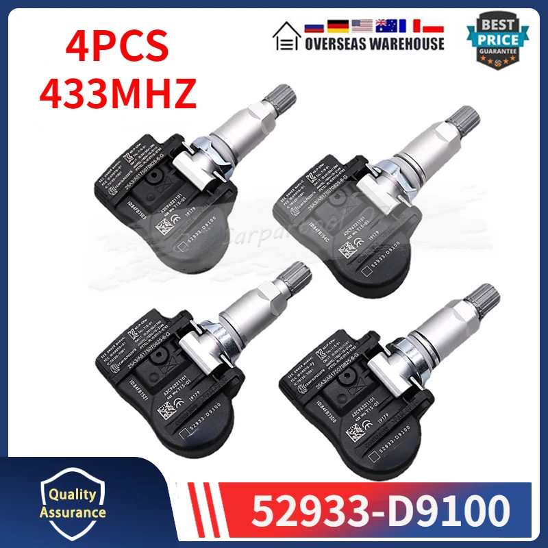 4PCS TIRE SENSOR 52933-D9100 For Genesis G90 Hyundai Elantra Kia ...
