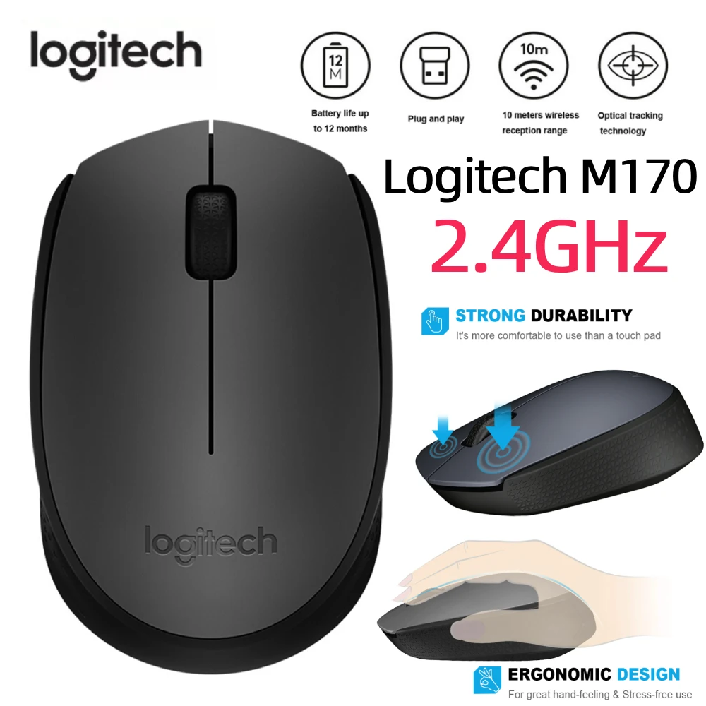 Logitech m170 mouse sem fio 1000 dpi 3 botões mouse de roda ...