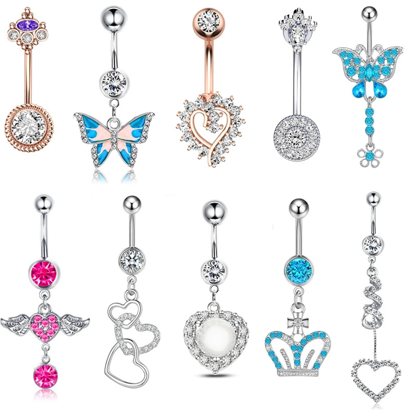 Belly Piercing Stainless Steel | Silver Belly Button Rings | Butterfly ...