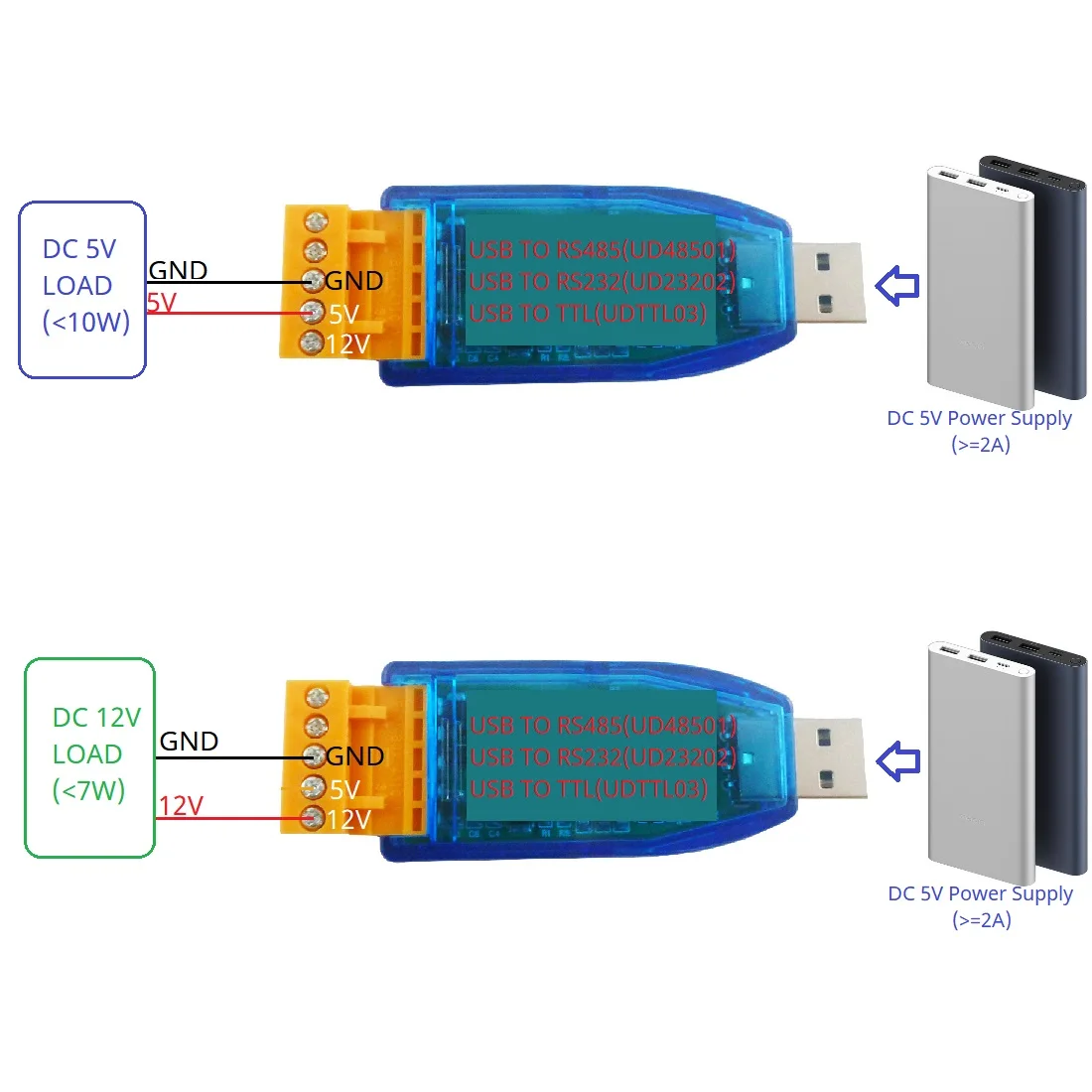 Generic 12v 5v Vcc Output Usb To Rs485 Rs232 Ttl Converter Uart Pc Com Serial Port Module For ...