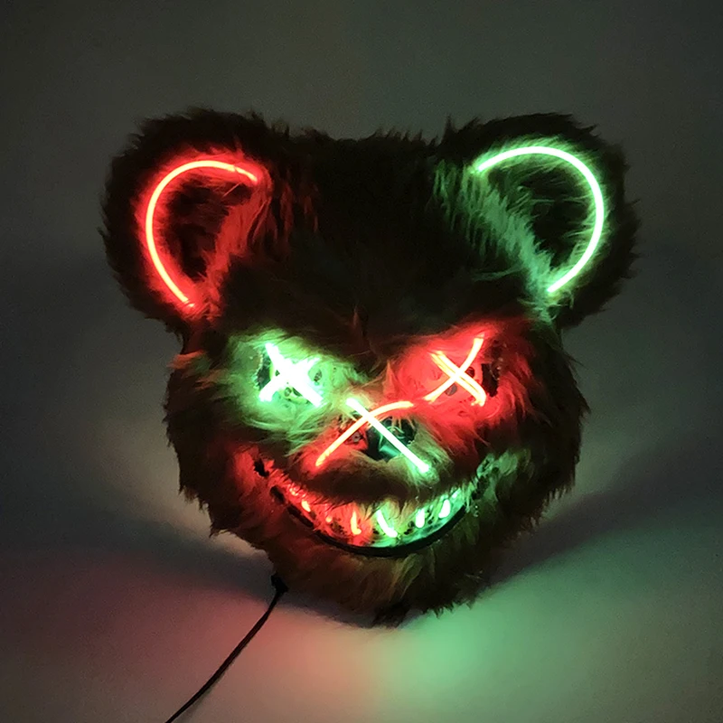 LED-Bloody-Bear-Mask-Halloween-Masquerade-Plush-Brown-Bear-Mask-Light ...