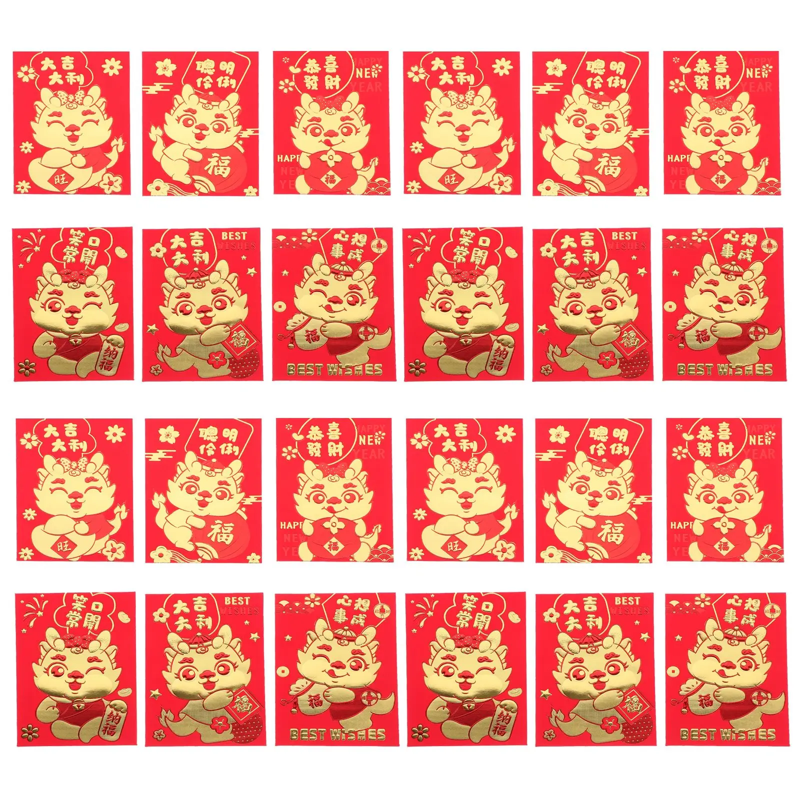 30pcs Red Envelopes The Year Of Dragon Luck Money Envelopes Chinese New ...