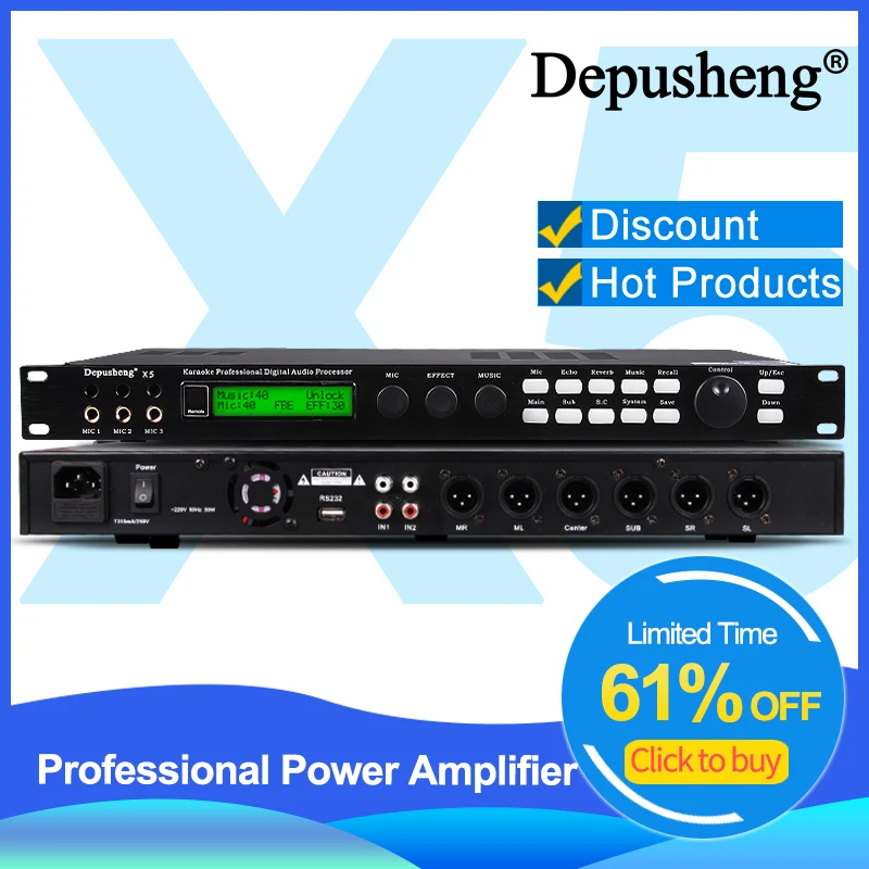 Audio-Processor-Depusheng-X5-Digital-Audio-Effect-Power-Amplifier ...